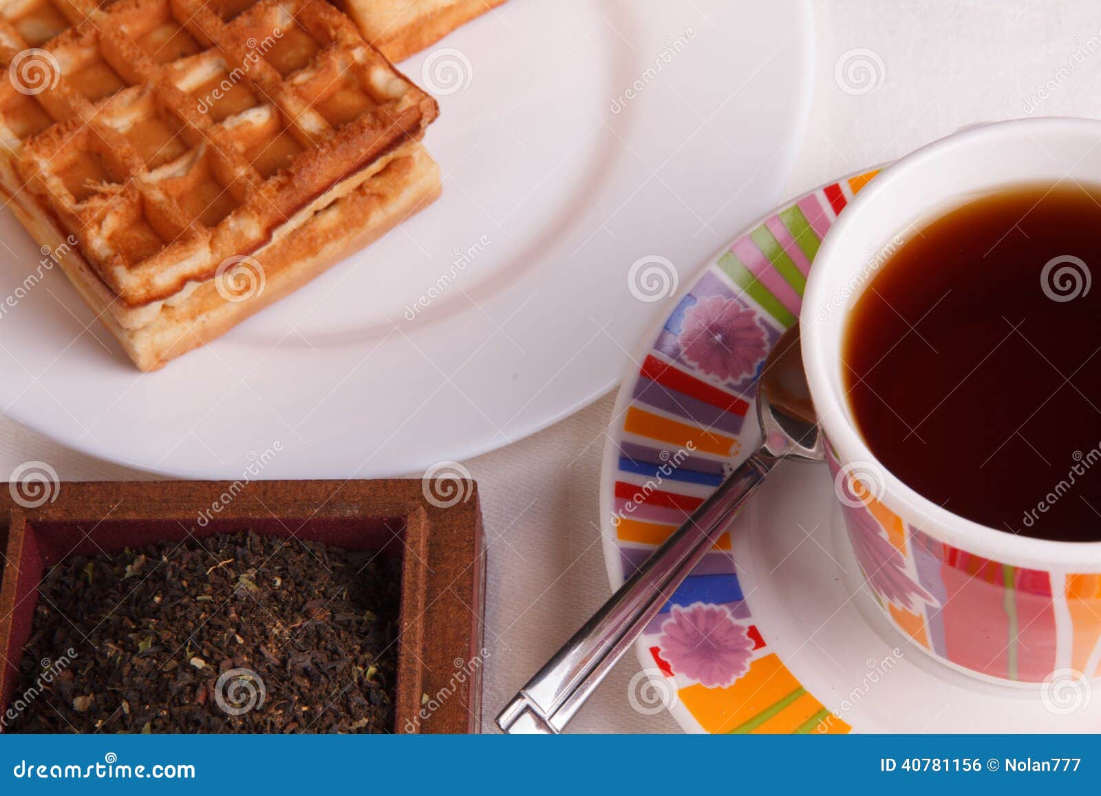 Waffles and tea stock photo. Image of stack, square, lunch - 40781156