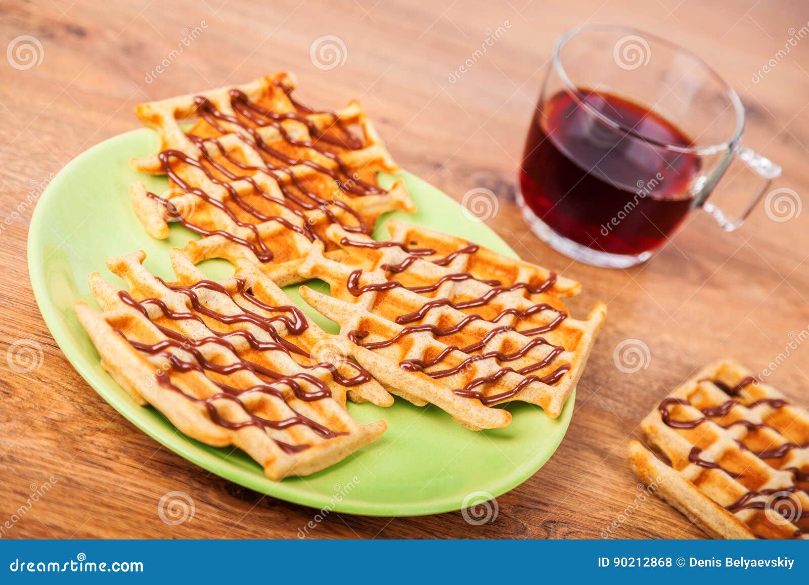 Waffles and Tea stock photo. Image of belgian, shot, crunchy - 90212868