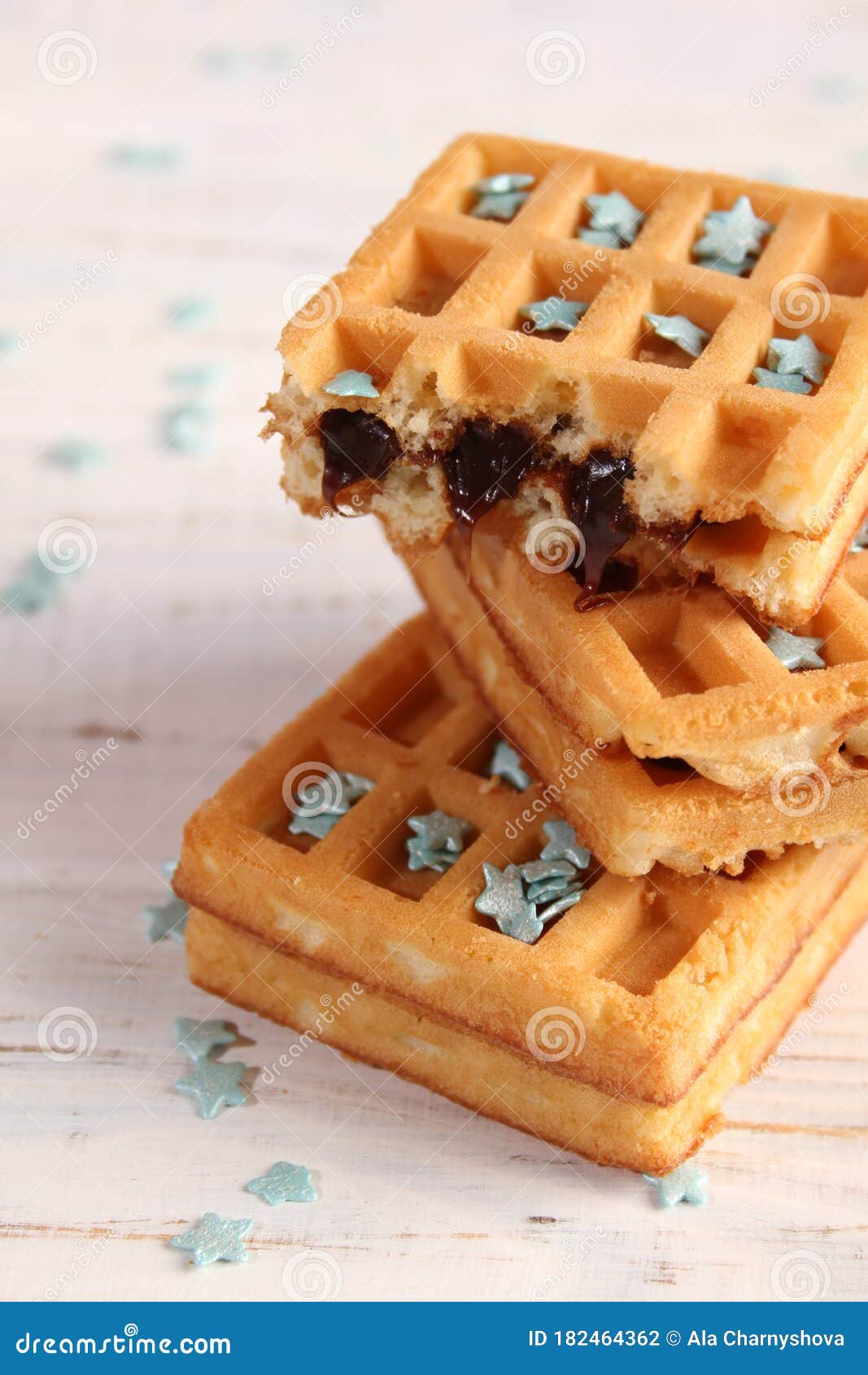 Waffles with Turquoise Stars Stock Photo - Image of chocolate, biscuit ...
