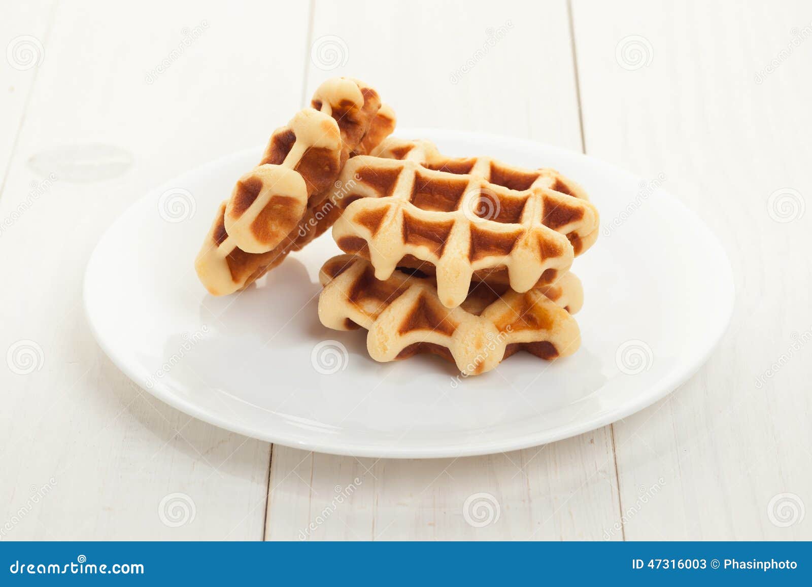 Waffles on white plate stock image. Image of baked, pastry - 47316003