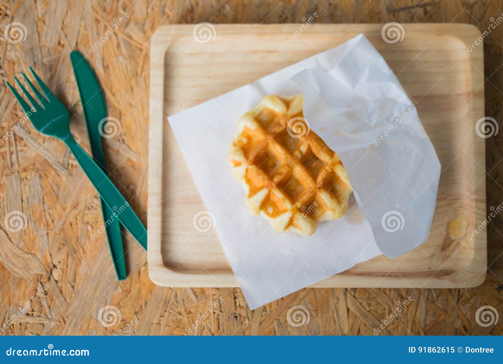 Waffles on wrapping paper stock image. Image of freshness - 91862615