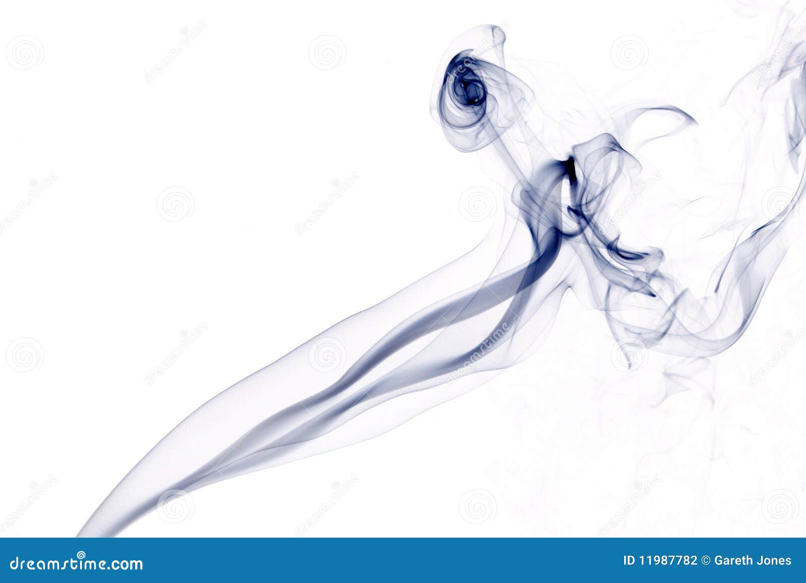 Wafting Blue Smoke on White Background Stock Photo - Image of ...