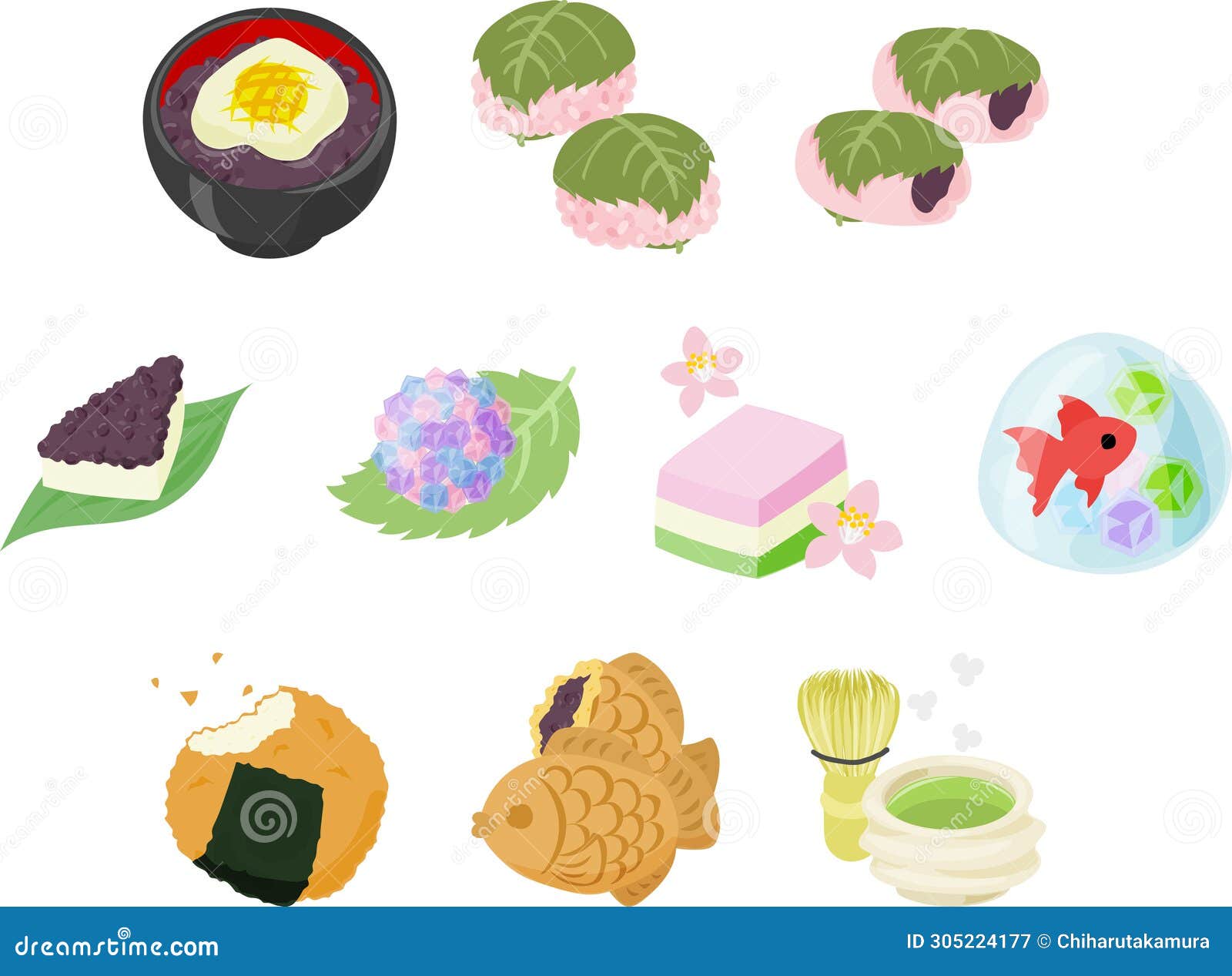 Sakuramochi. Rice Mochi With A Red Bean Paste Center And Wrapped In ...