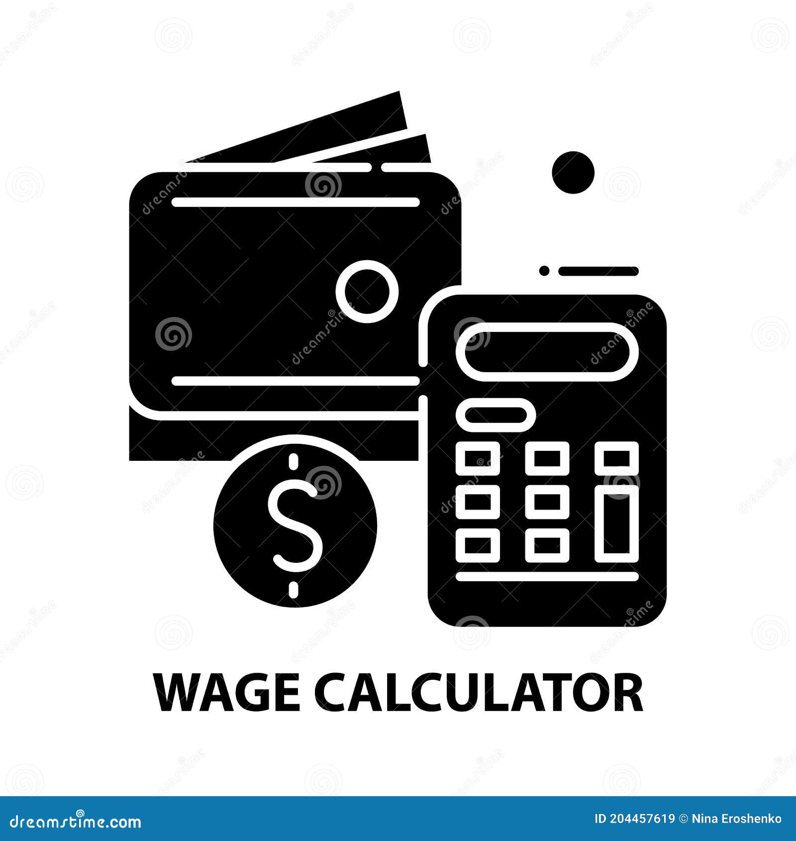 Wage Calculation - Line Design Style Icons Set Cartoon Vector ... Wage Calculation - Line Design Style Icons Set Cartoon Vector ...