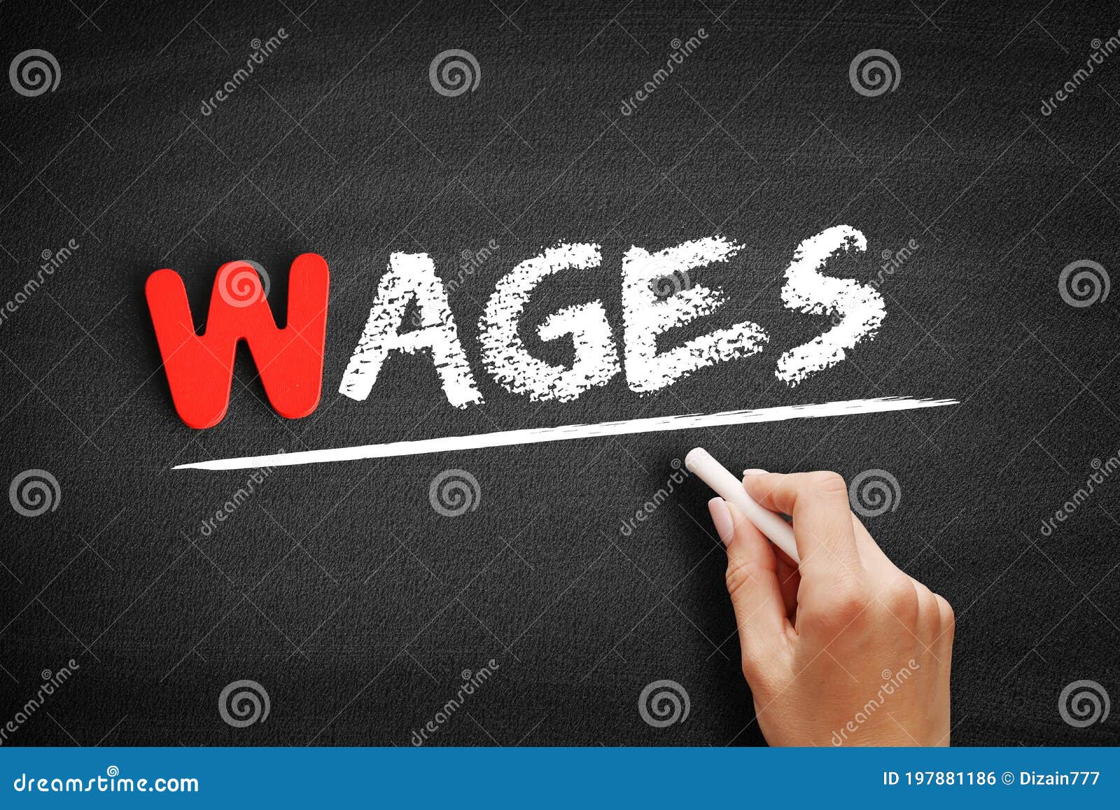 Wages text on blackboard stock illustration. Illustration of board ...