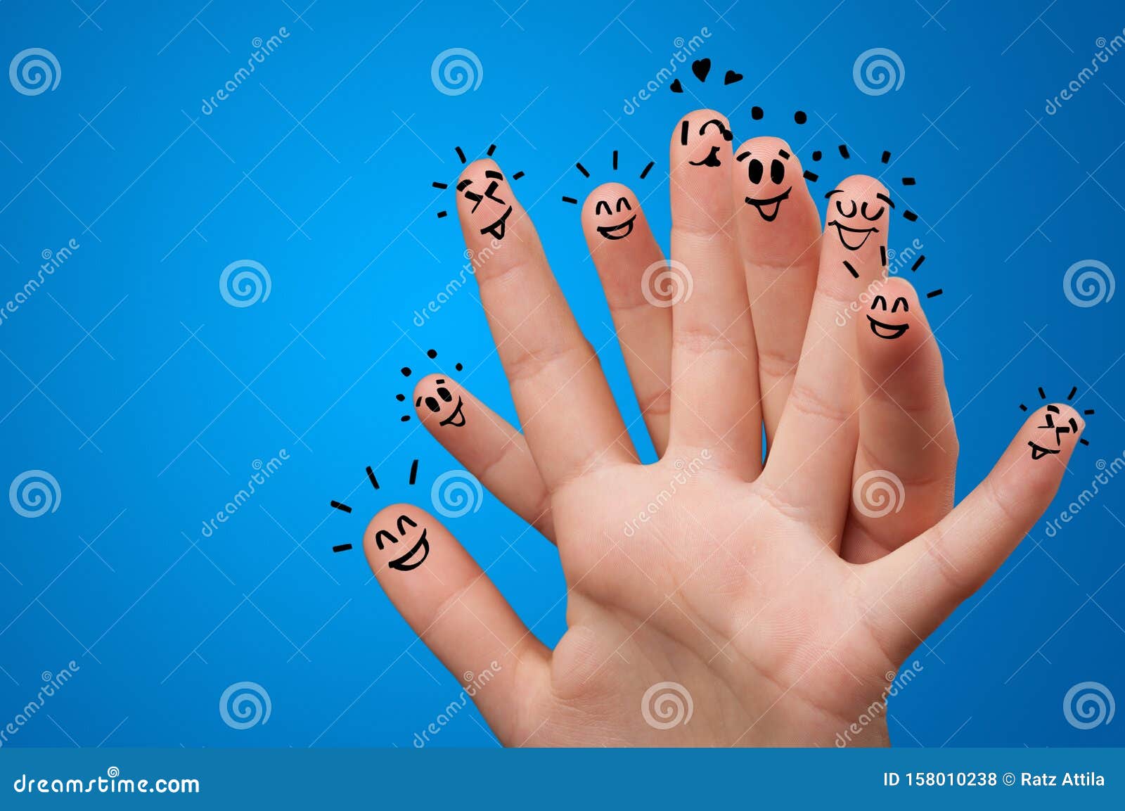 Happy Fingers with Brainstorming Concept Stock Photo - Image of cartoon ...