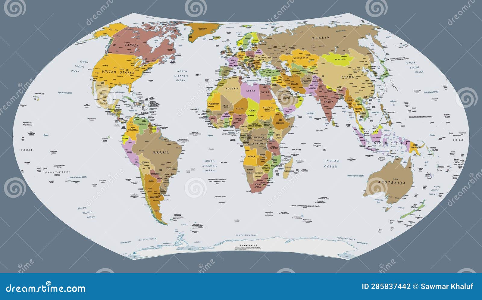 Wagner VII World map stock vector. Illustration of australia - 285837442