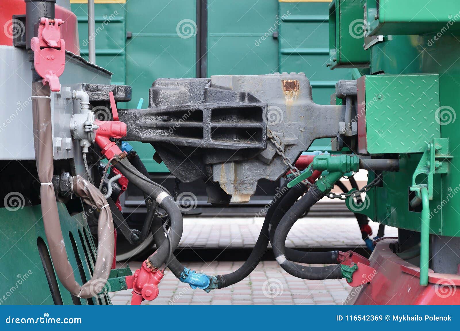 Wagon Coupling. the Coupler of Two Railway Trains or Freight Wagons ...
