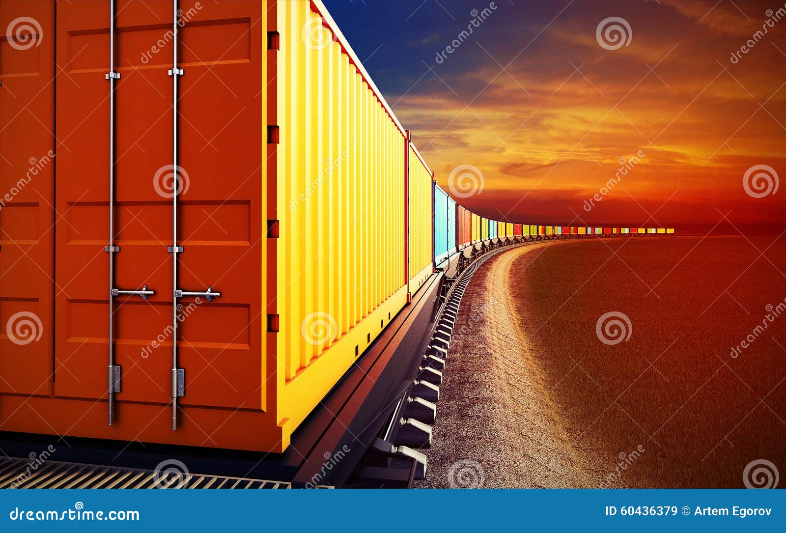 Wagon Of Freight Train With Containers Royalty-Free Cartoon ...