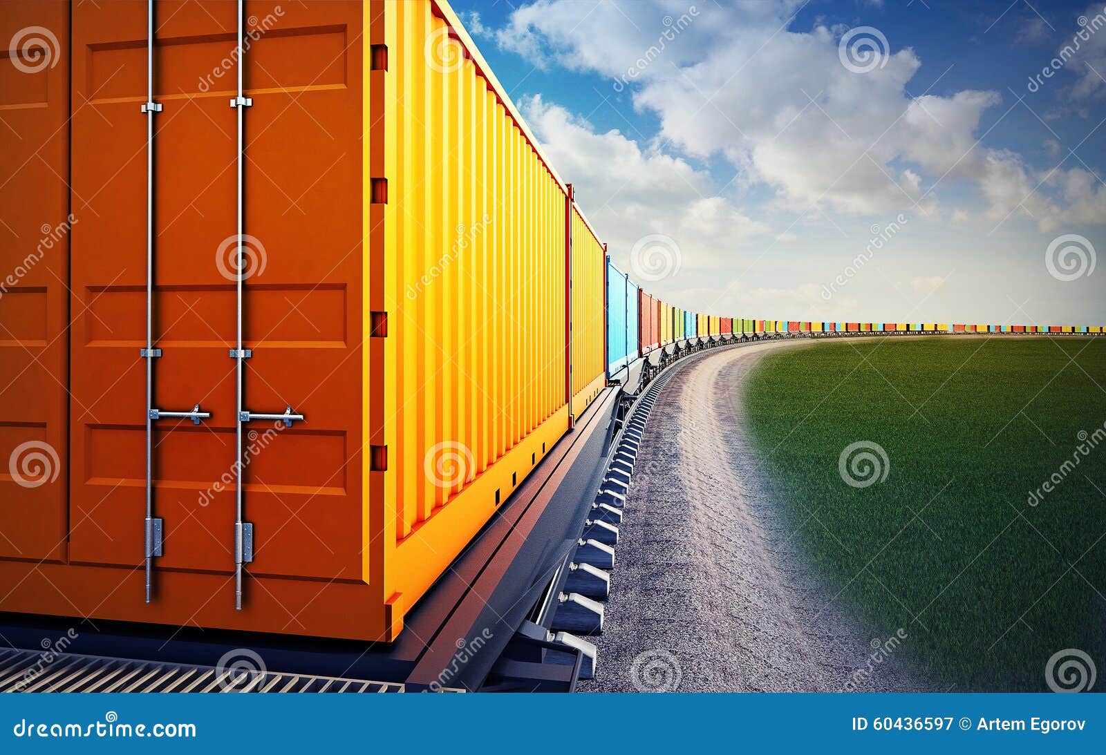Wagon Of Freight Train With Containers Royalty-Free Cartoon ...