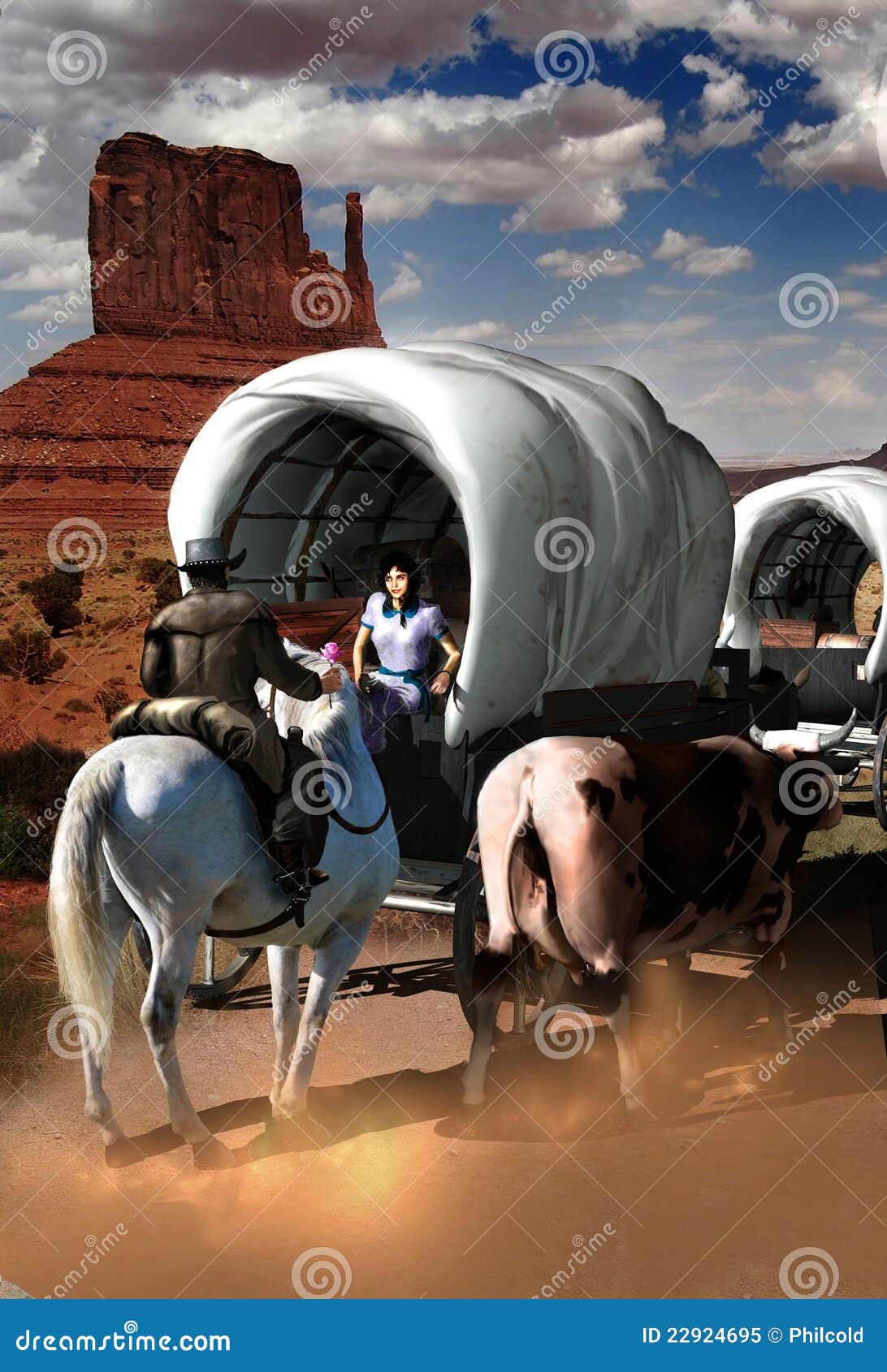 Wagon Train Crossing The Desert Royalty-Free Stock Photography ...