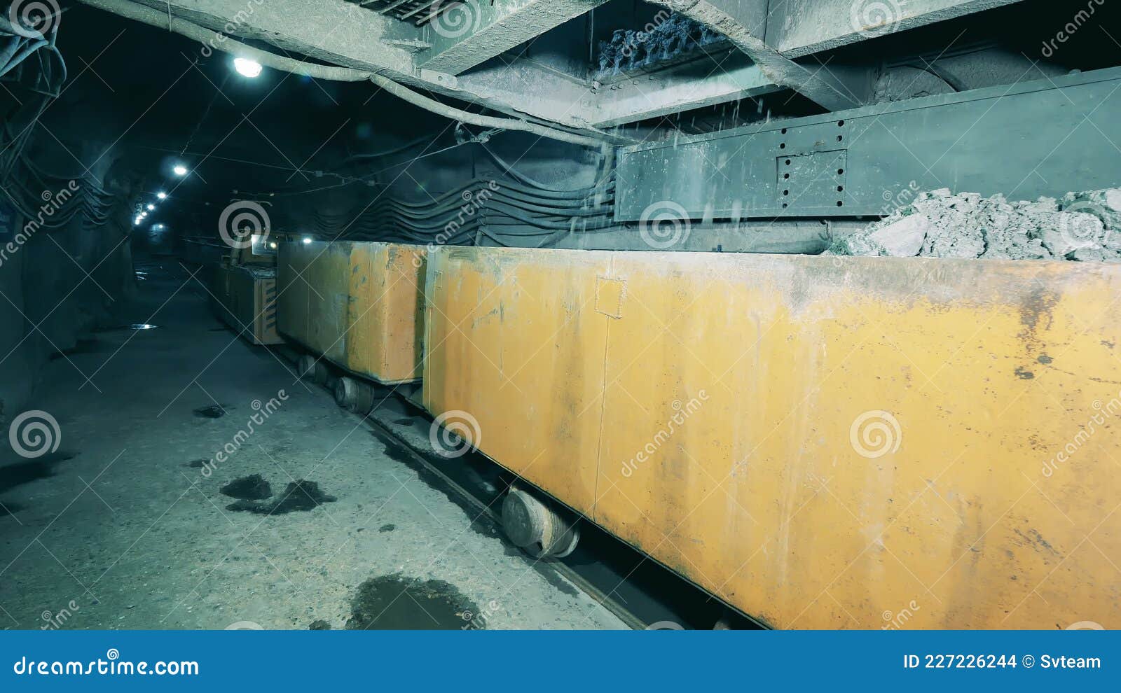 Wagon Trolley is Transporting Ore Underground Stock Footage - Video of ...