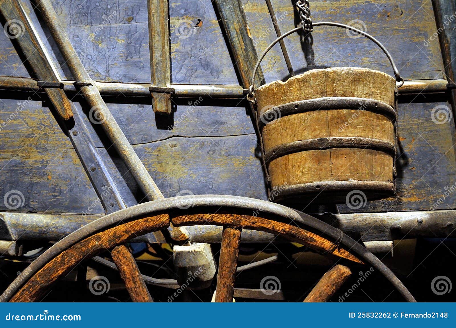 Wagon, Wheel, and Bucket stock photo. Image of antique - 25832262