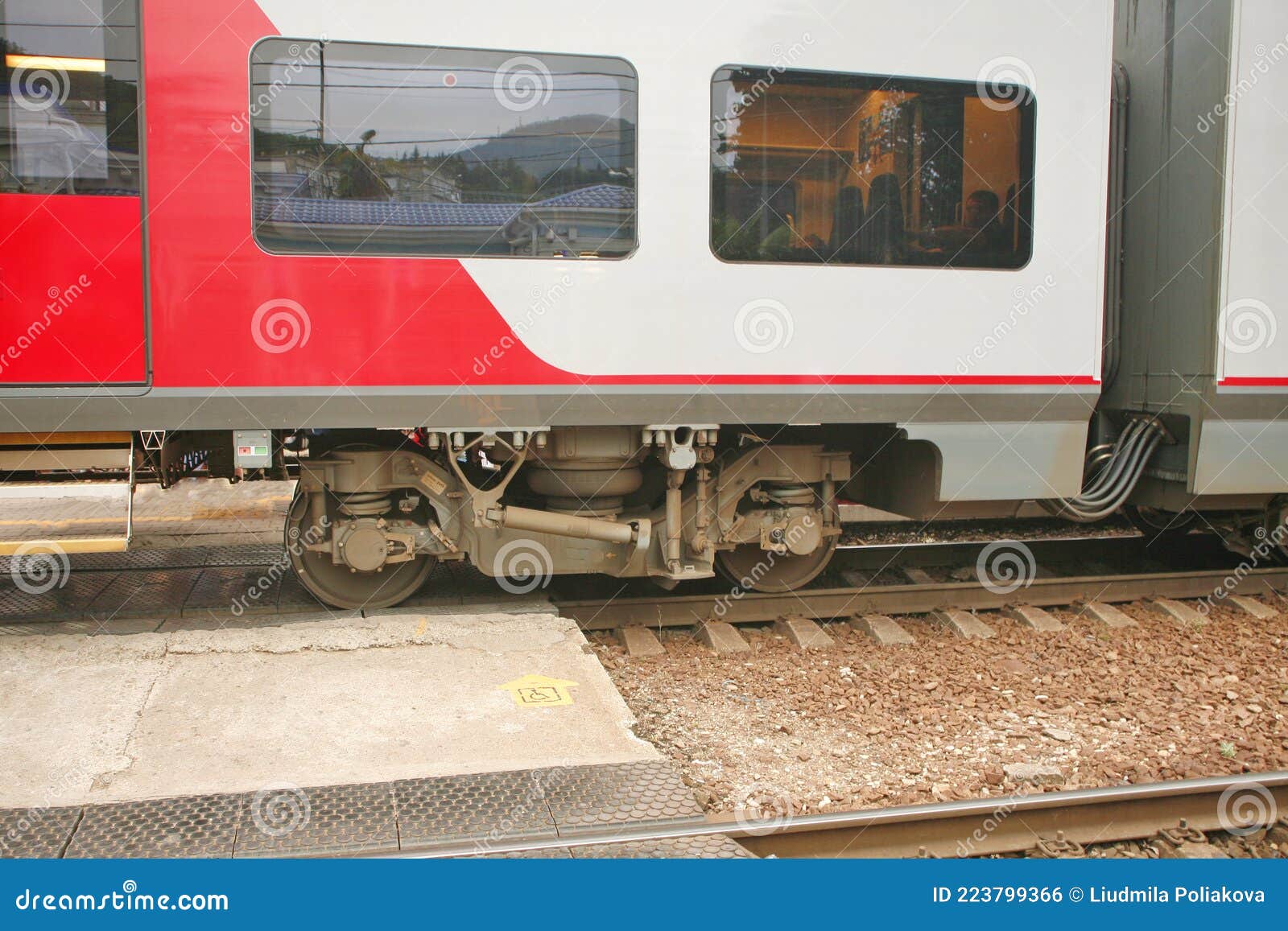 Wagon and Wheels of an Electric Train on Rails Stock Photo - Image of ...