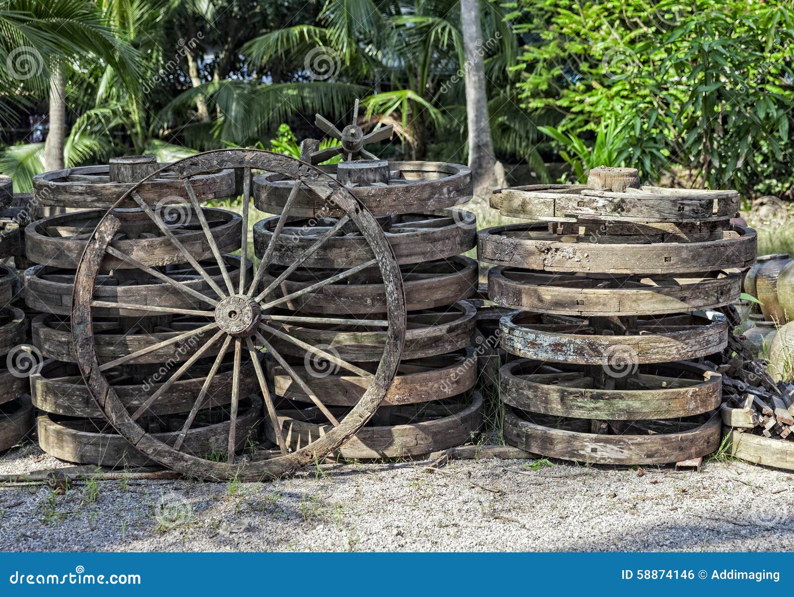 Wagon wheels stock photo. Image of spokes, used, tree - 58874146