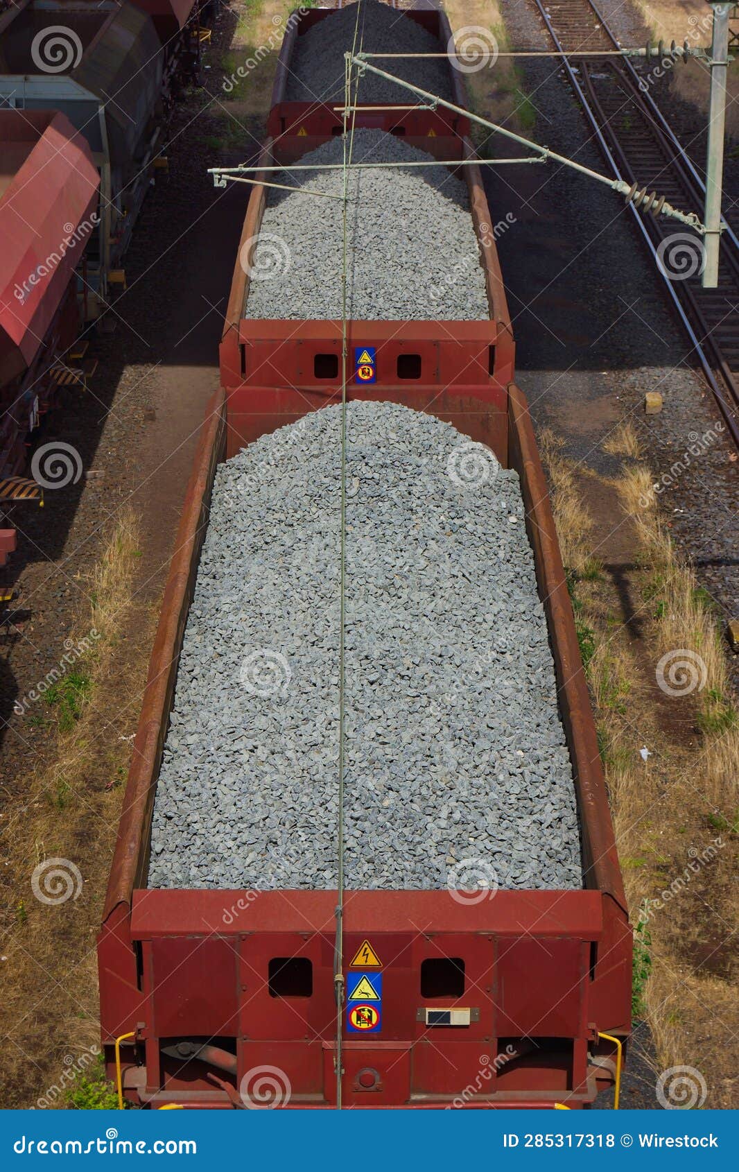 Wagons with Track Ballast Await Their Deployment. Stock Photo - Image ...