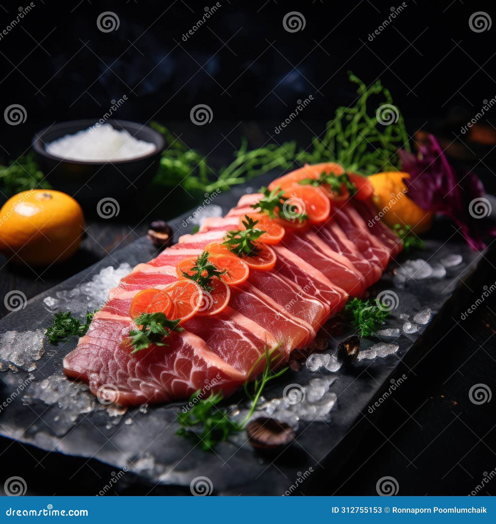Wagyu Beef Sashimi on Cutting Board Stock Illustration - Illustration ...