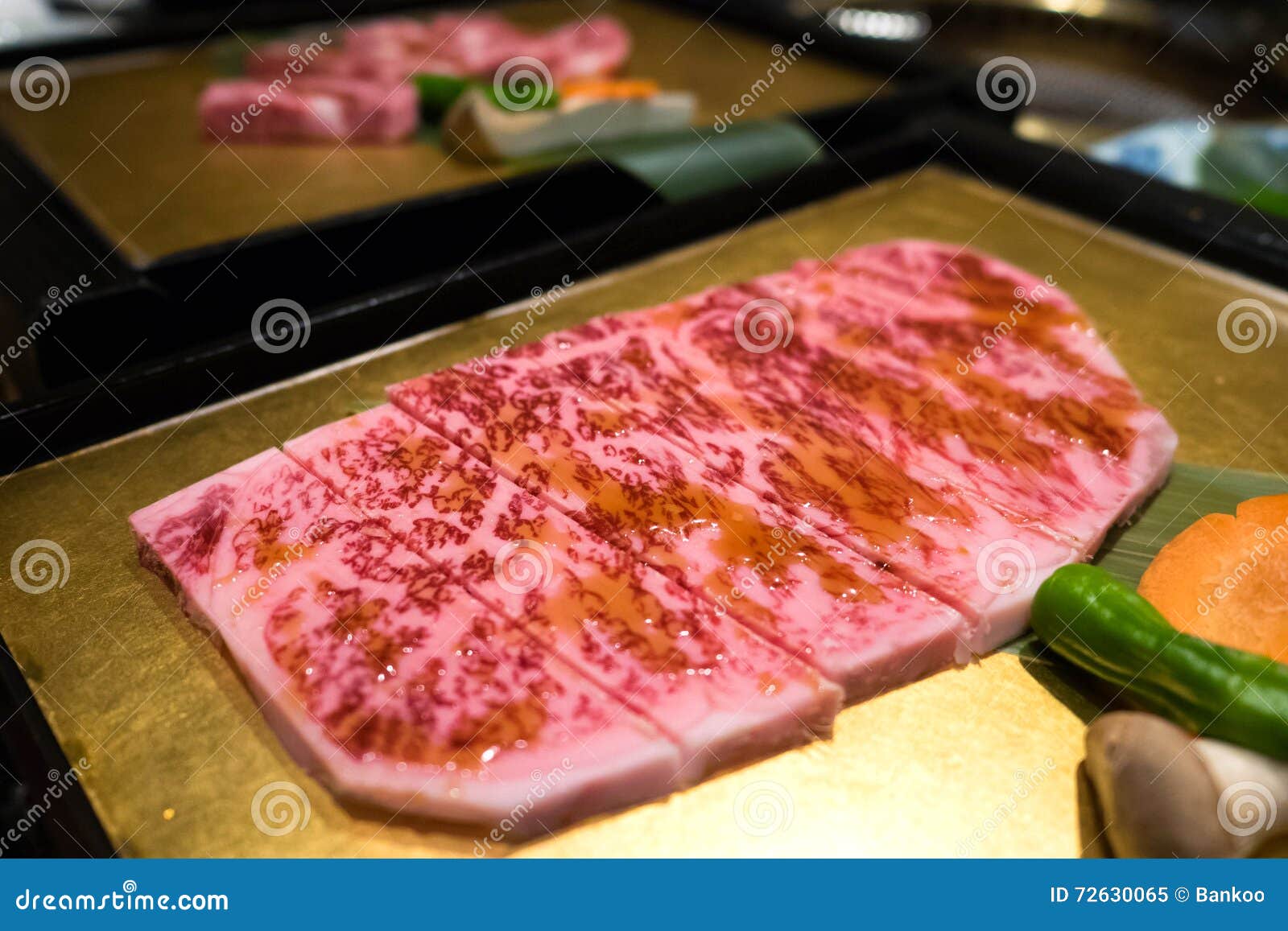 Wagyu Japanese Beef A5 Cooking On A Grill Stove Stock Photo ...