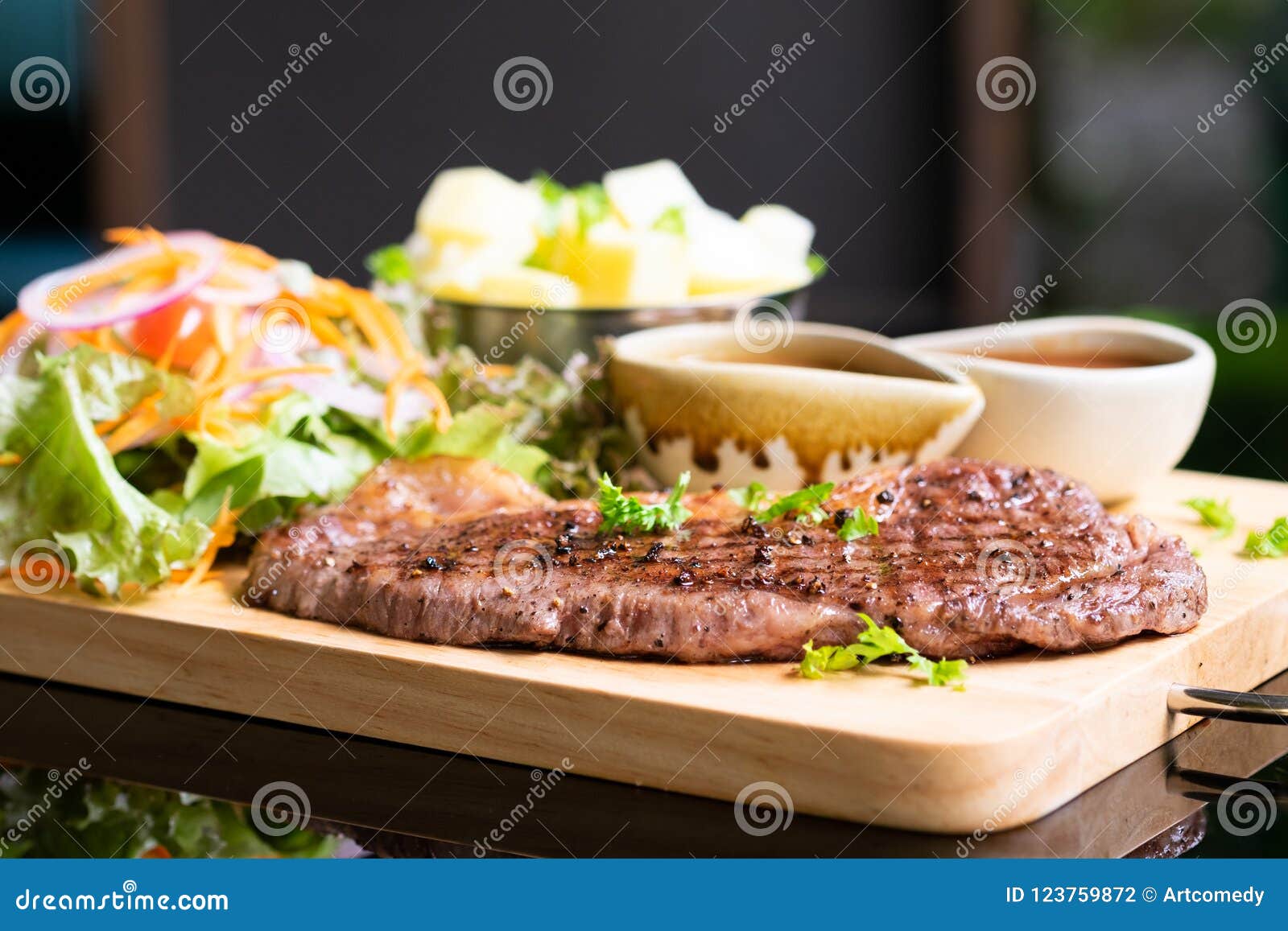 Wagyu Kobe beef steak stock photo. Image of prime, green - 123759872