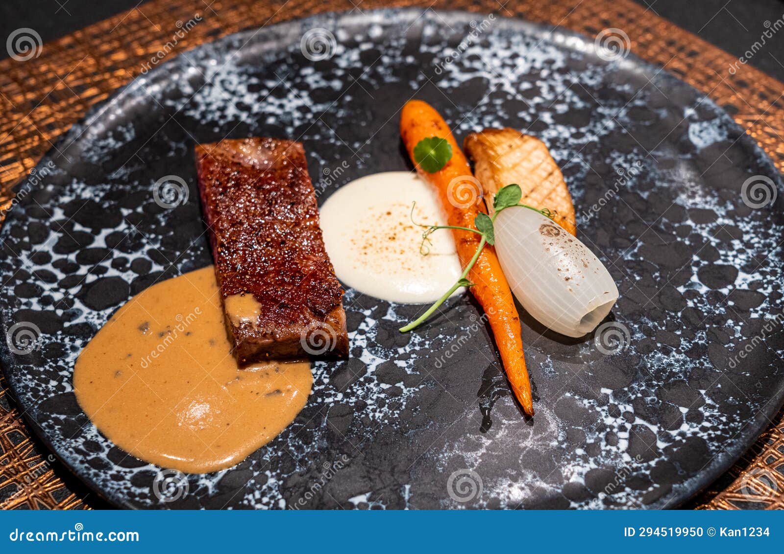 Wagyu Ribeye Steak with Grilled Vegetable Stock Photo - Image of lunch ...