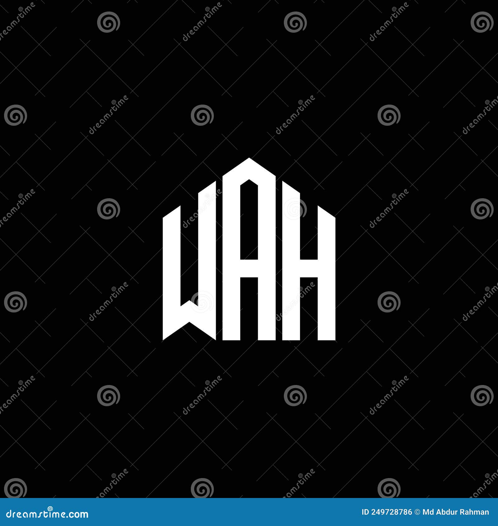 WAH Letter Logo Design On BLACK Background. WAH Creative Initials ...