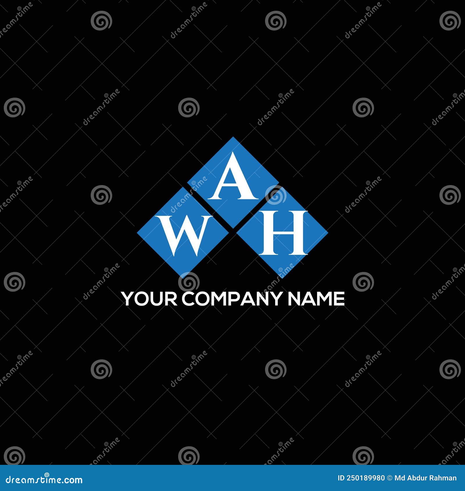WAH Letter Logo Design On BLACK Background. WAH Creative Initials ...