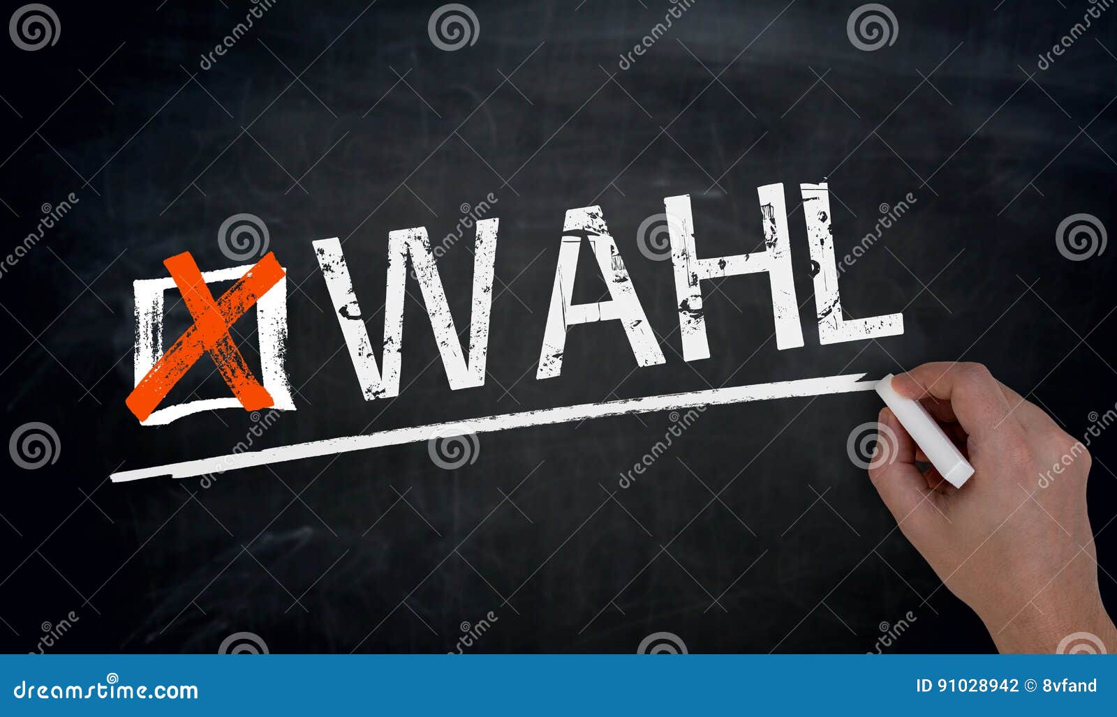 Wahl in German Election is Written by Hand on Blackboard Stock Photo ...