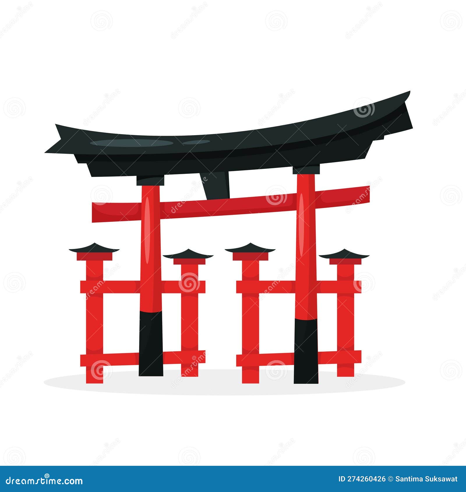 Japan Famous Landmark Torii Gate Stock Vector - Illustration of shrine ...