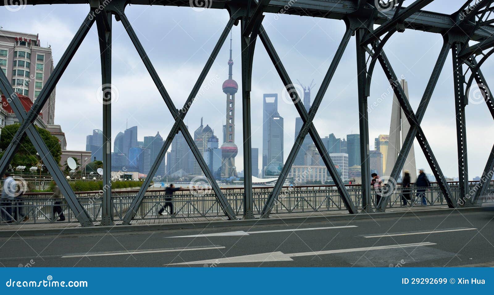 Waibaidu Bridge and Shanghai Skyline Editorial Stock Image - Image of ...