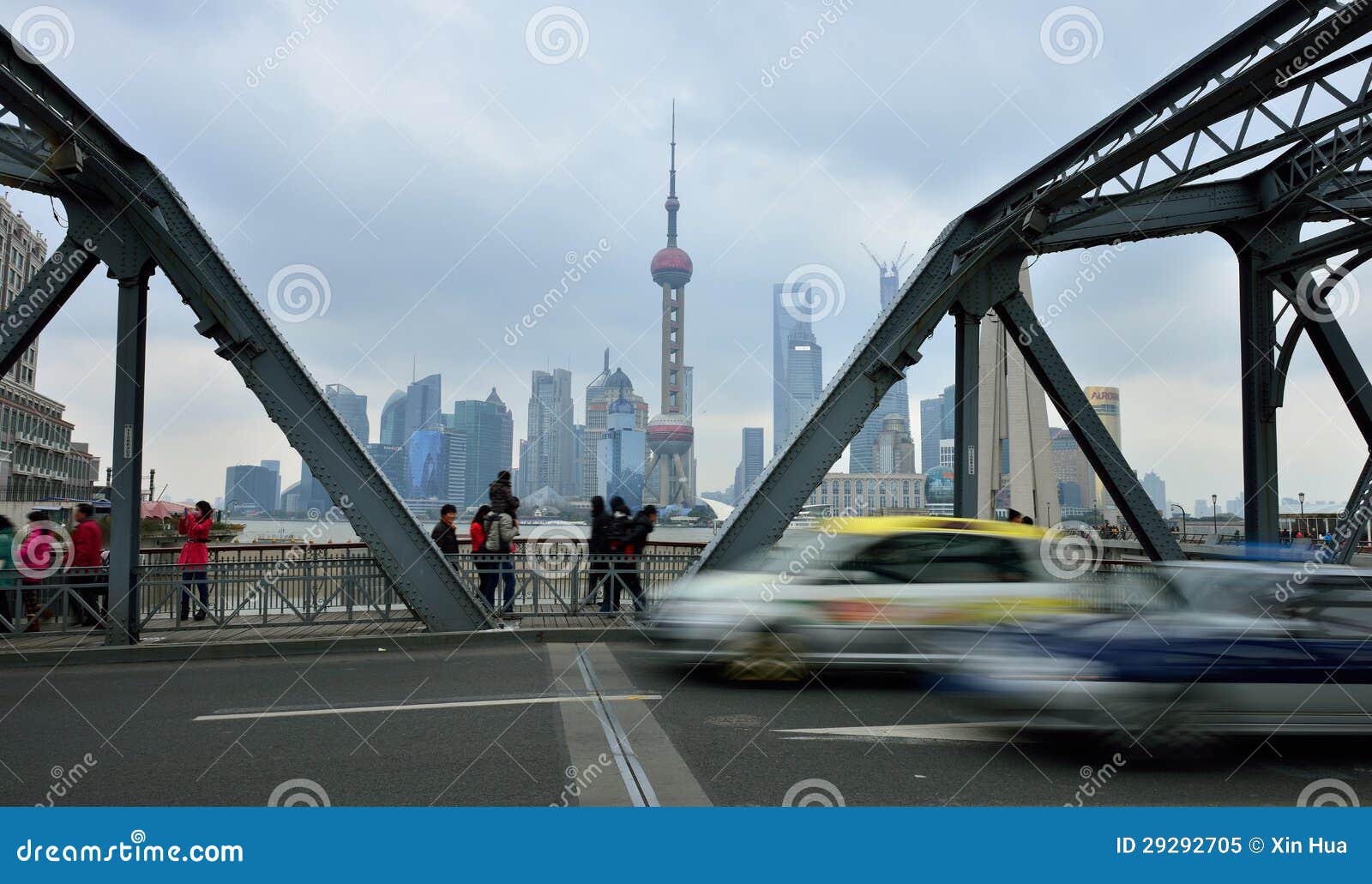 Waibaidu Bridge and Shanghai Skyline Editorial Image - Image of grid ...