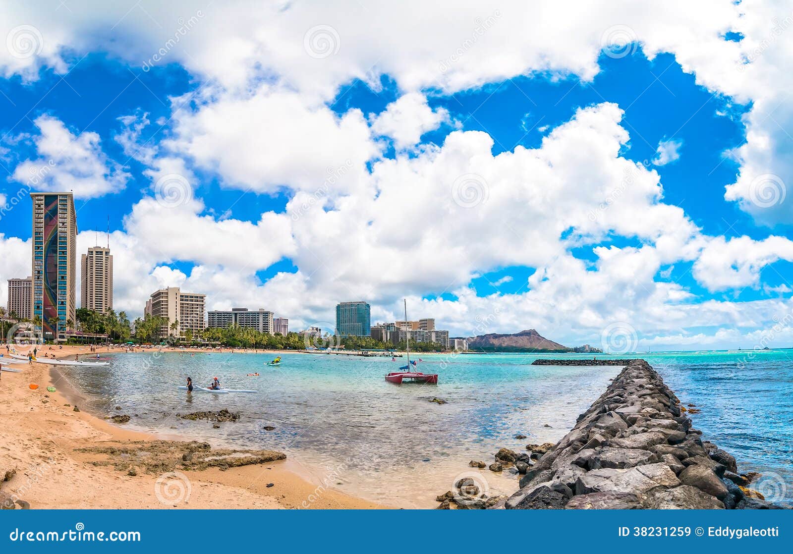 Waikiki Beach and Pier in Honolulu, Hawaii Editorial Stock Image ...