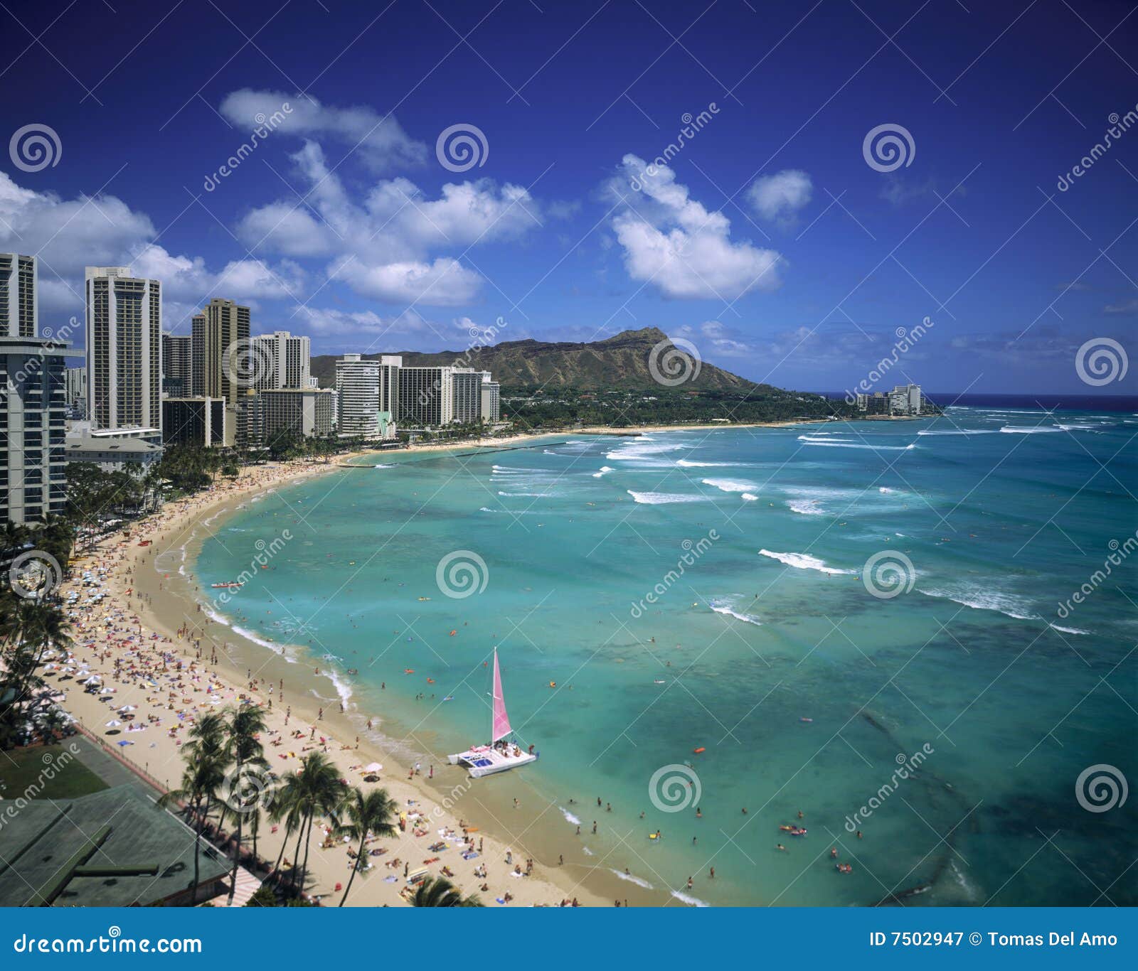 Waikiki Strand, Hawaii stockbild. Bild von ozean, kopf - 7502947