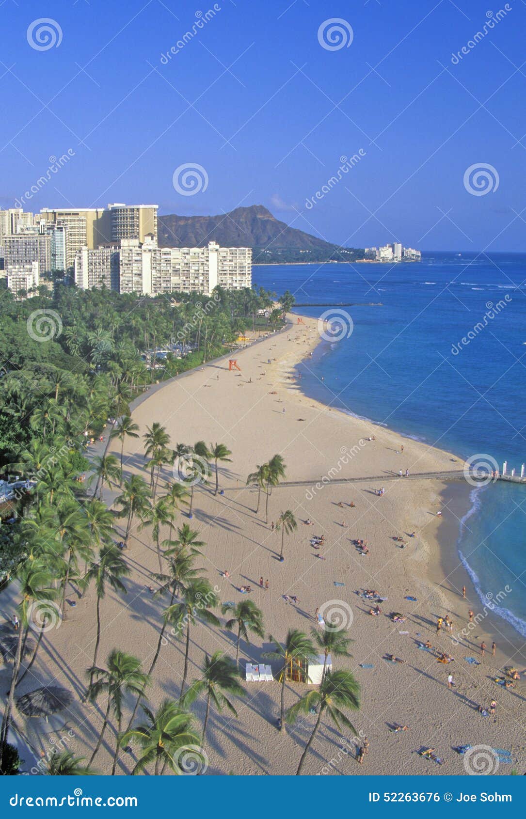 Waikiki Strand, Honolulu, Hawaii Stockfoto - Bild von tourismus, ferien ...
