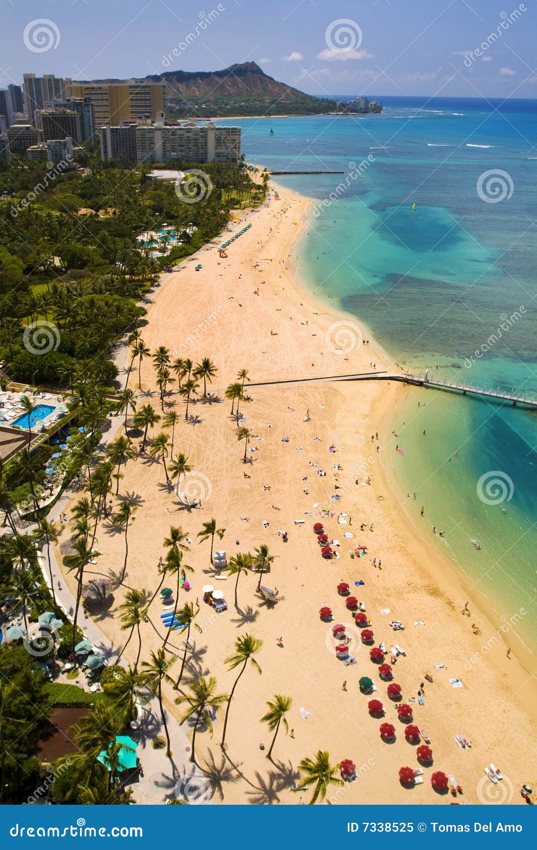 Waikiki-Strand, Oahu, Hawaii Stockbild - Bild von diamant ...