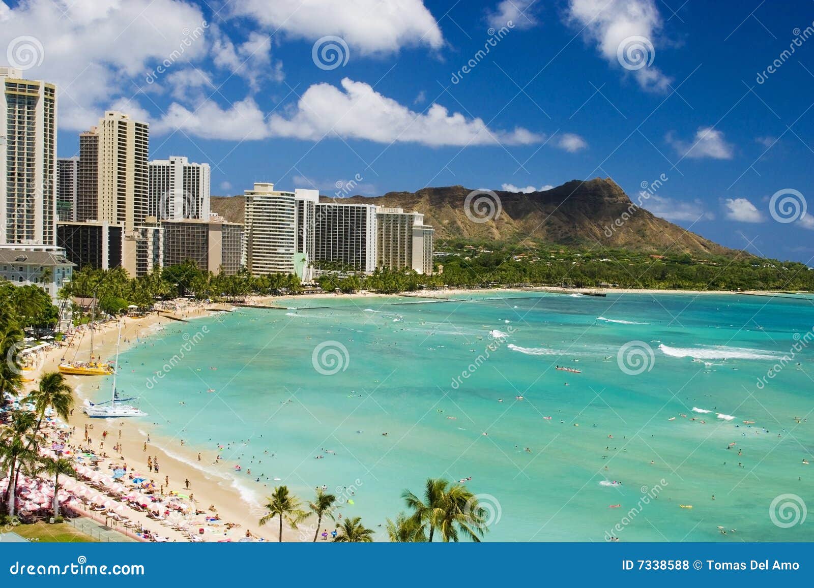 Waikiki Strand, Oahu, Hawaii Stockfoto - Bild von ferien, surfer: 7338588