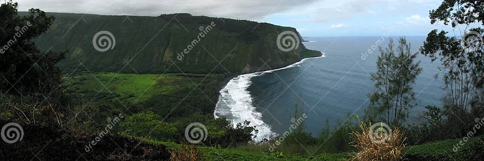 Waipio Panorama stock photo. Image of ocean, surf, sand - 12221634