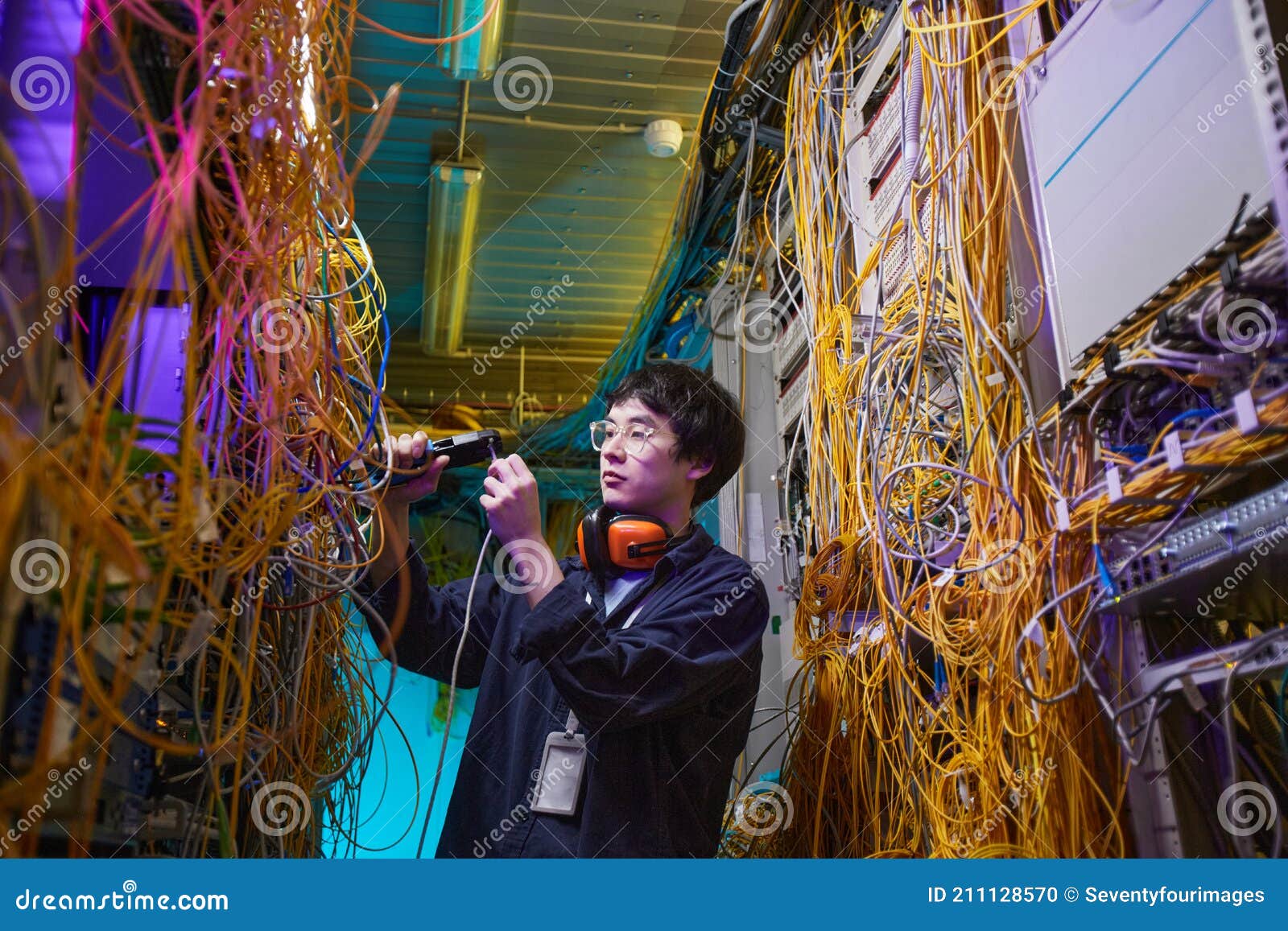 Technician Inspecting Server Room Stock Photo - Image of engineer ...