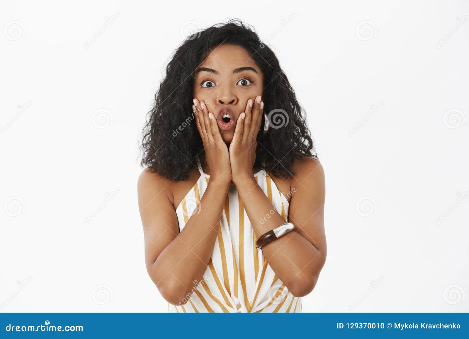Waist Up Shot Of Amazed Girl Saying Lmao Being Excited And Shocked