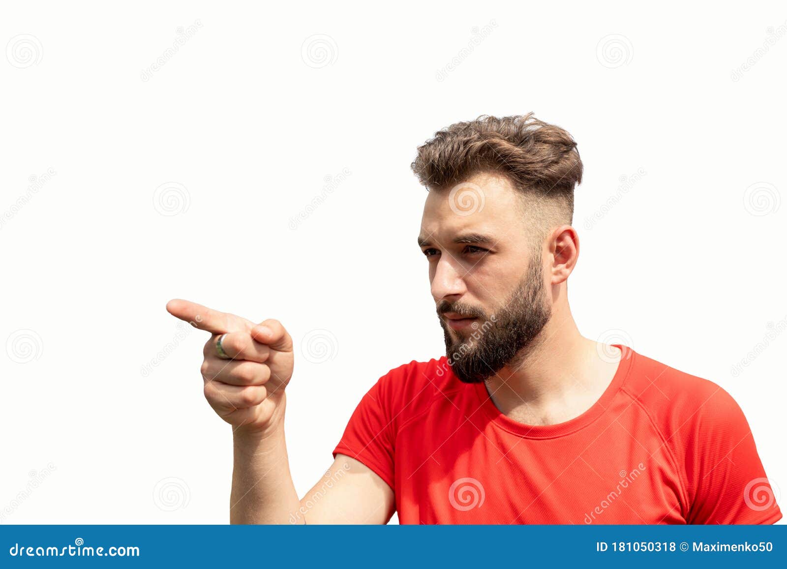 Waist Up of Young Bearded Man with Contemptuous, Accusing Expression ...