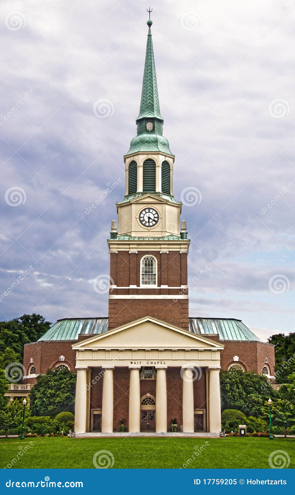 Wait Chapel stock image. Image of brick, columns, steeple - 17759205