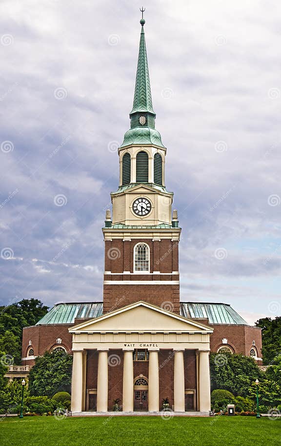 Wait Chapel stock image. Image of brick, columns, steeple - 17759205