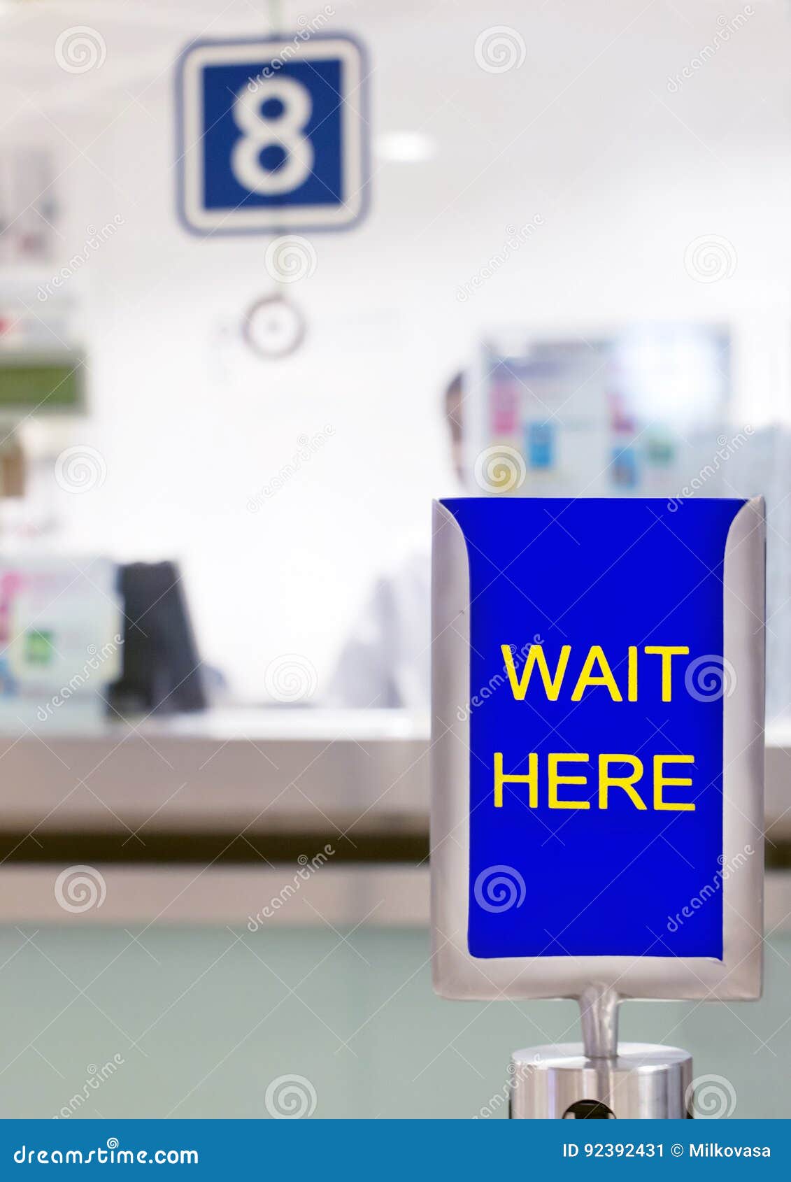 WAIT HERE before counter stock image. Image of sell, stop - 92392431