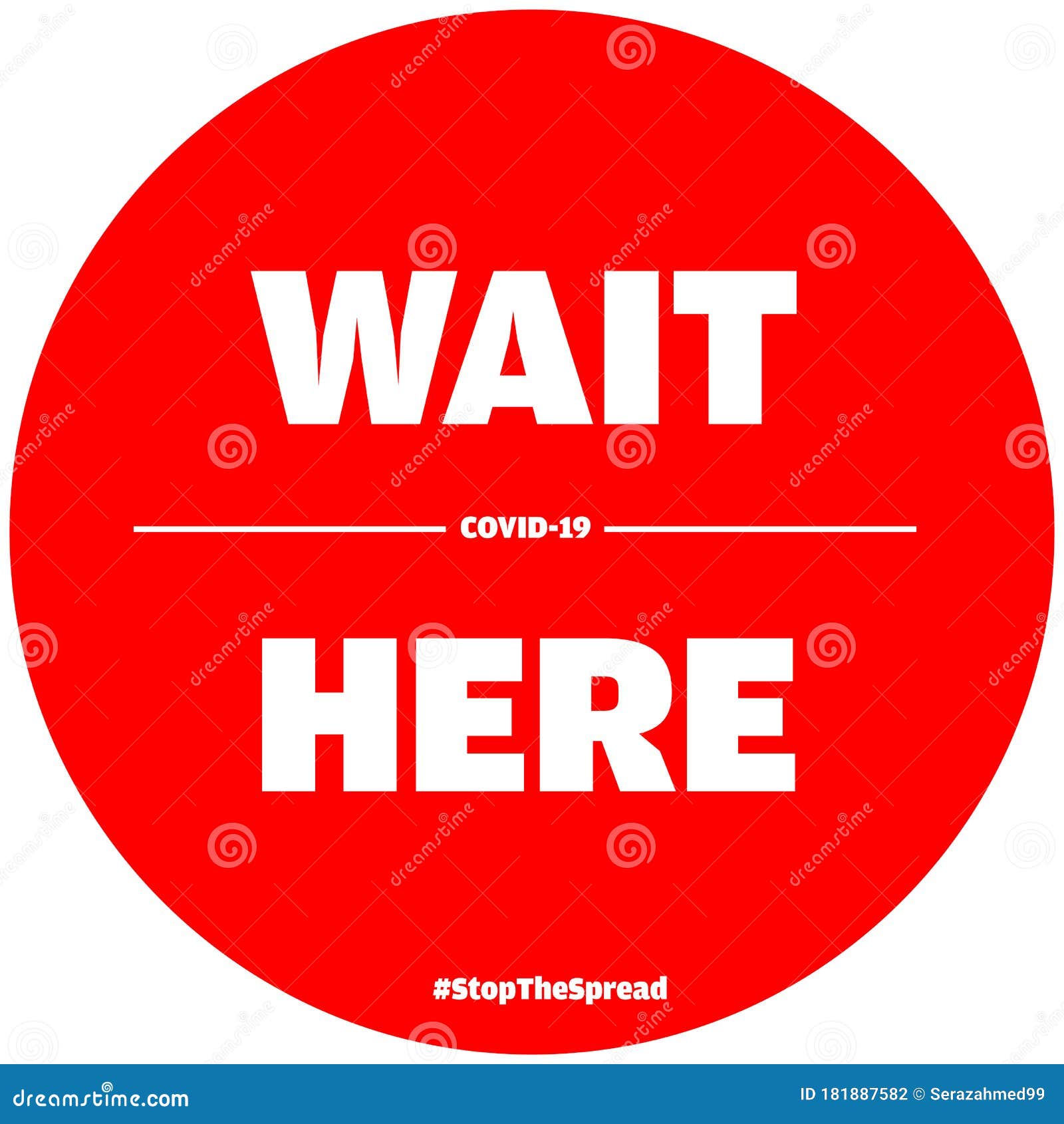Wait Here Text Isolated on Red Circle Vector Illustration Stock Vector ...