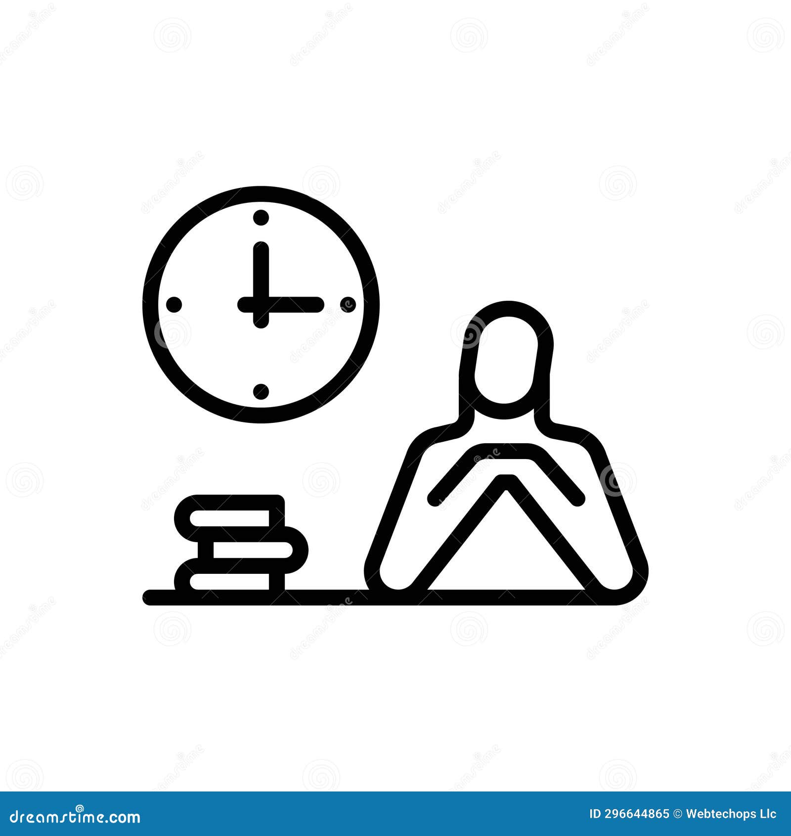 Black Line Icon for Wait, Clock and Book Stock Vector - Illustration of ...