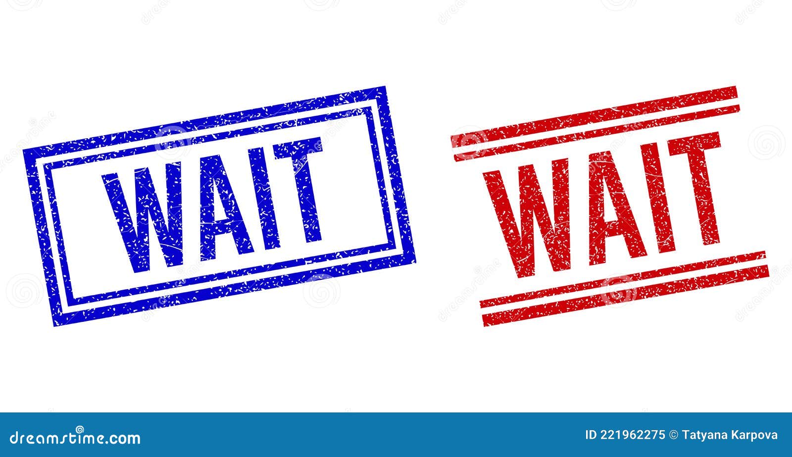Distress Textured WAIT Stamp Seals with Double Lines Stock Vector ...