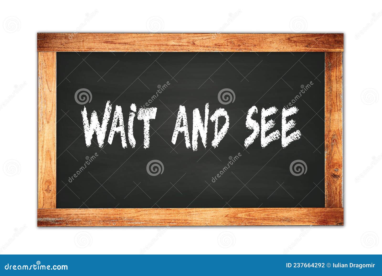 WAIT and SEE Text Written on Wooden Frame School Blackboard Stock Photo ...