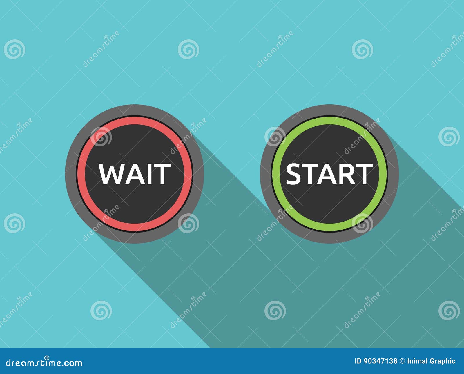 Wait and start buttons stock vector. Illustration of shadow - 90347138