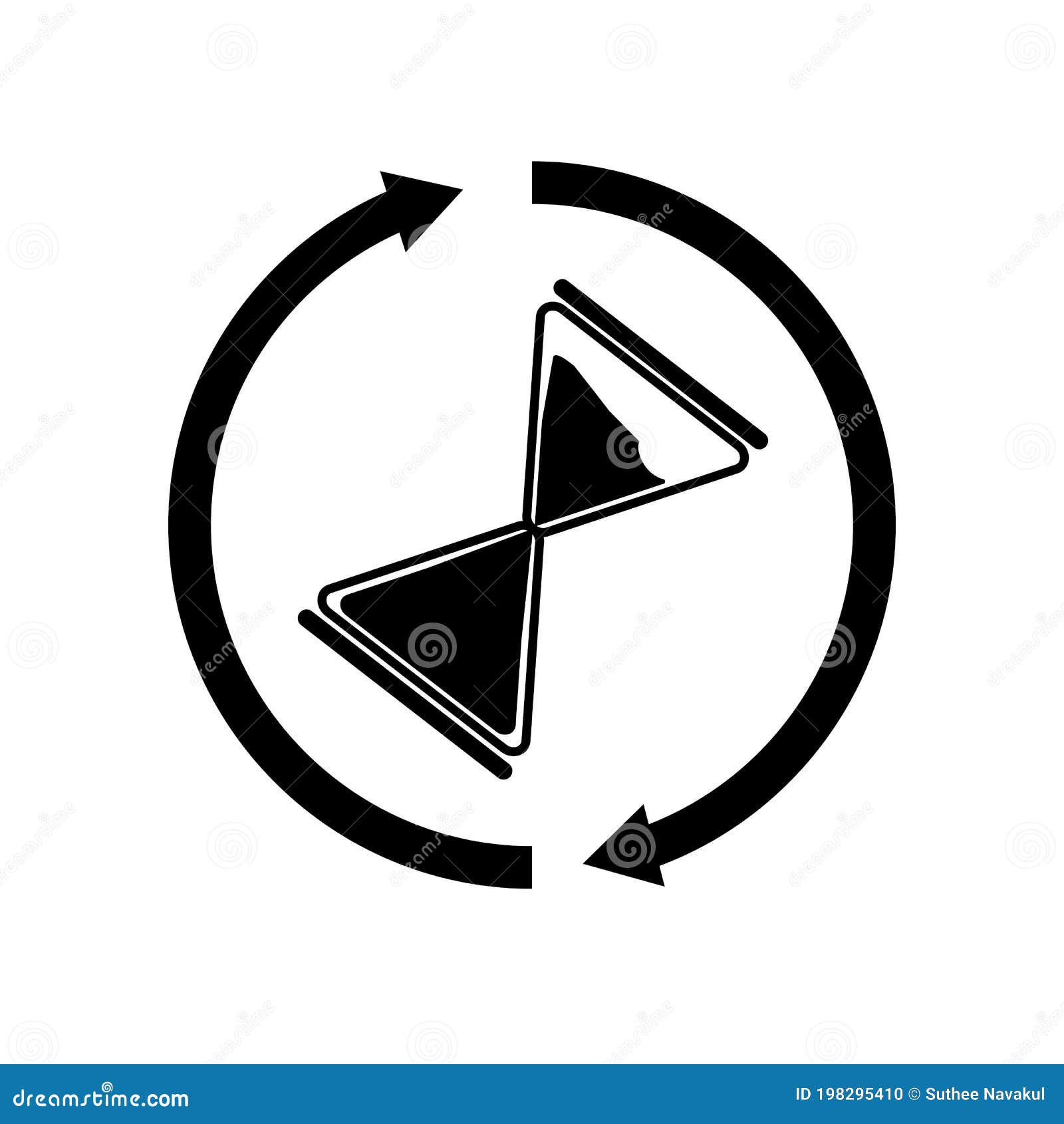 Wait Time Icon on White Background. Hourglass Clock Sign. Hour Glass ...