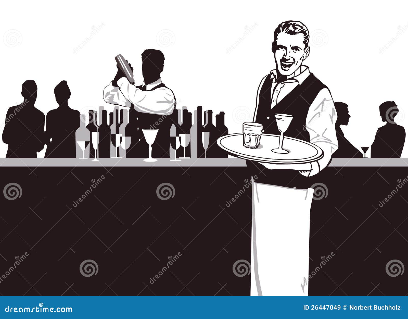 Waiter and Bartender stock vector. Illustration of drawing - 26447049
