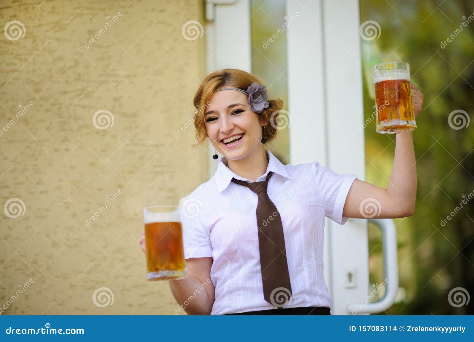 Waiter with Beer in the Hands Stock Photo - Image of clothes, caucasian ...
